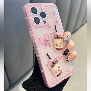 Cell Phones & Accessories | New Milk Tea Pattern Clear Phone Case ...